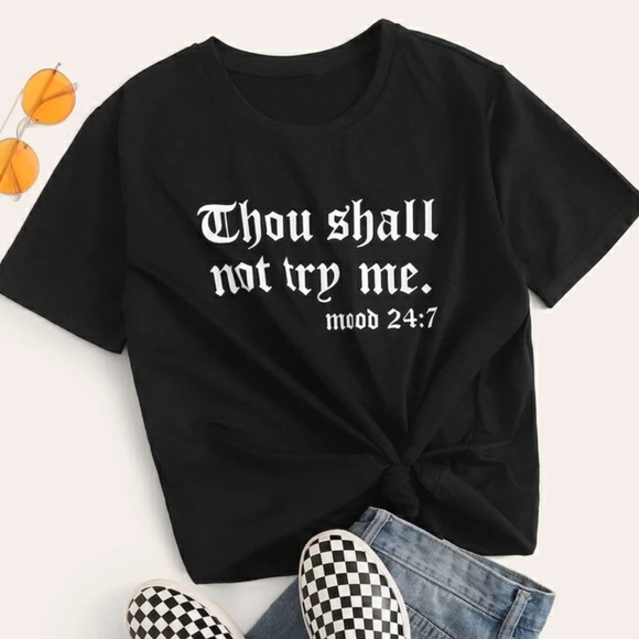 SHEIN | Tops | New Funny Graphic Black Short Sleeve Shirt Small | Poshmark